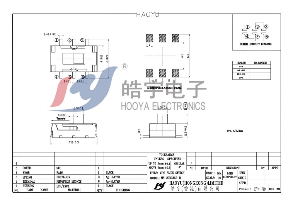 HOOYA MS-22D28G2-B technical drawing