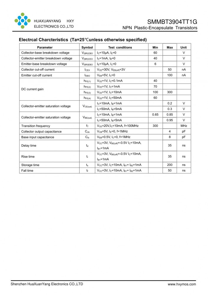 SMMBT3904TT1G-HXY datasheet page 2