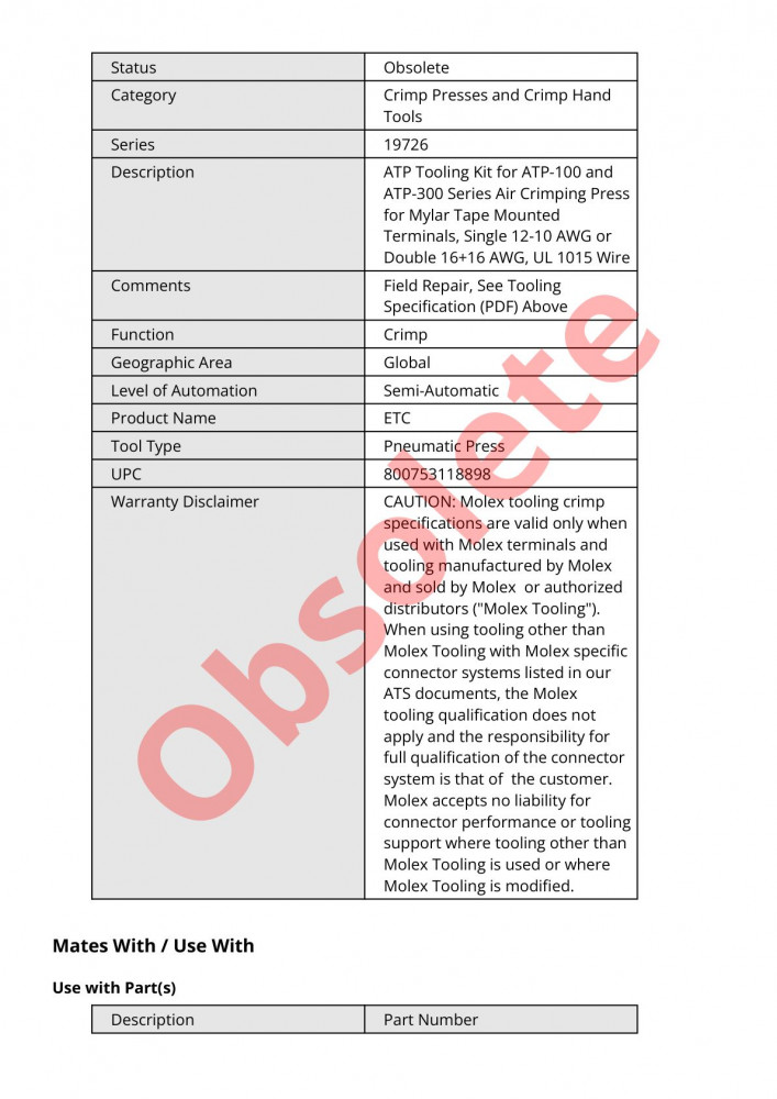 Technical document page 2 for product 197260000