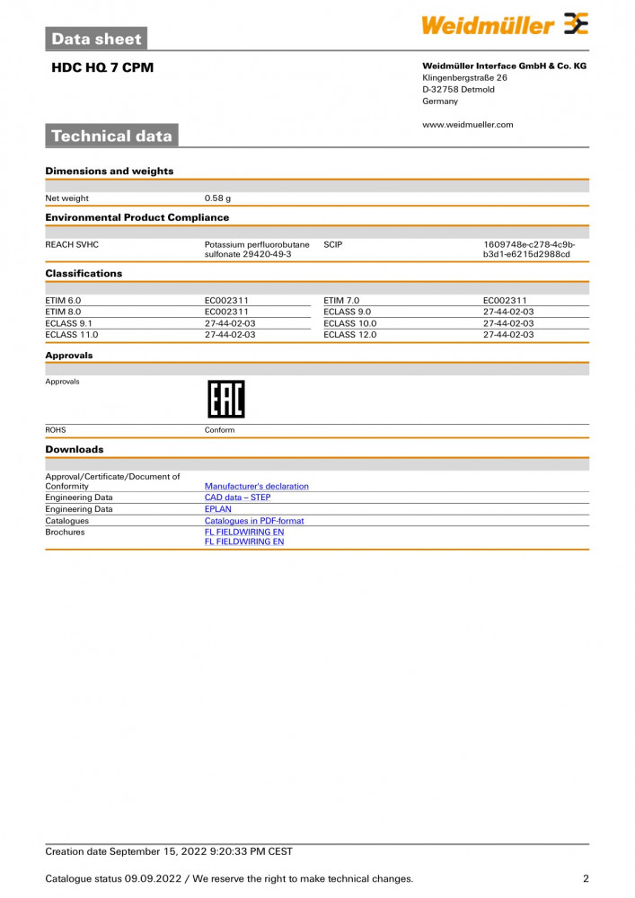 WEIDMULLER 1003230000 technical document page 2