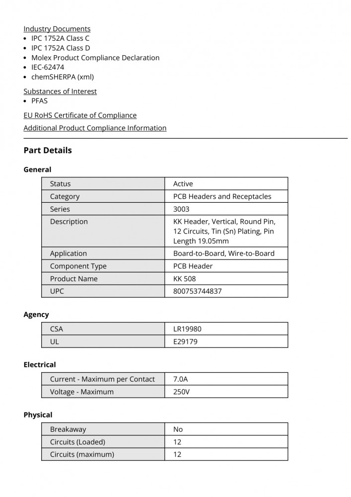 Molex technical document page 2