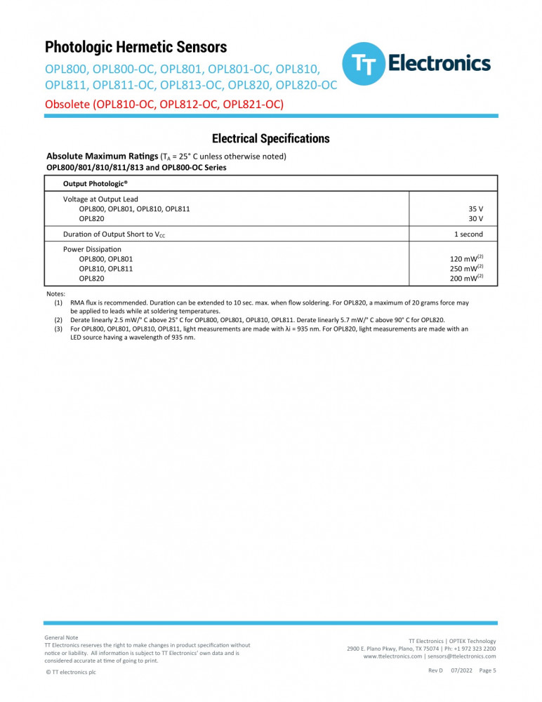 OPL820-OC datasheet page 5