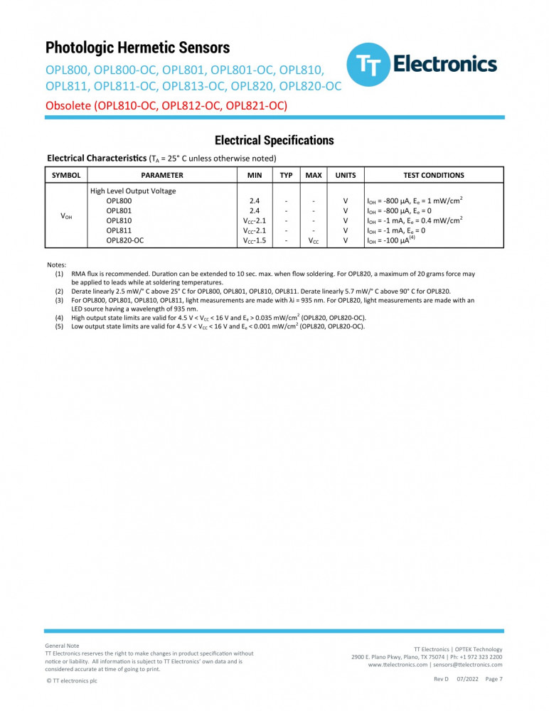 OPL820-OC datasheet page 7