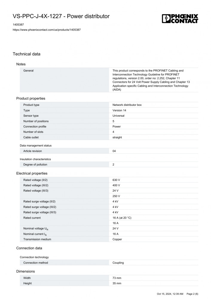 Phoenix Contact 1405387 technical document page 2