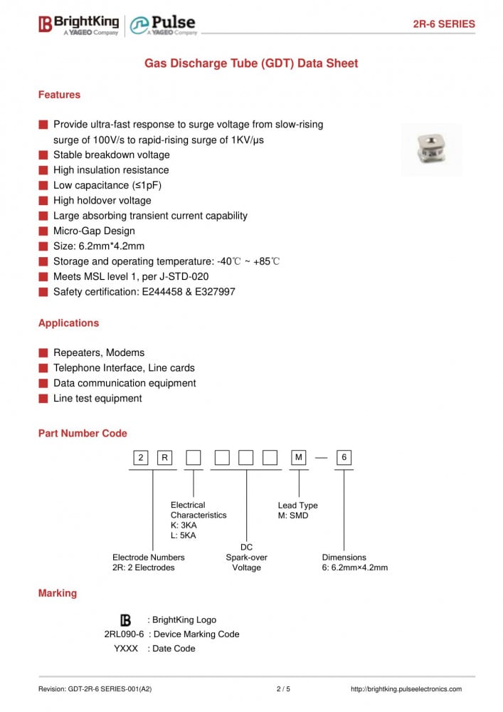 BrightKing GDT datasheet page 1