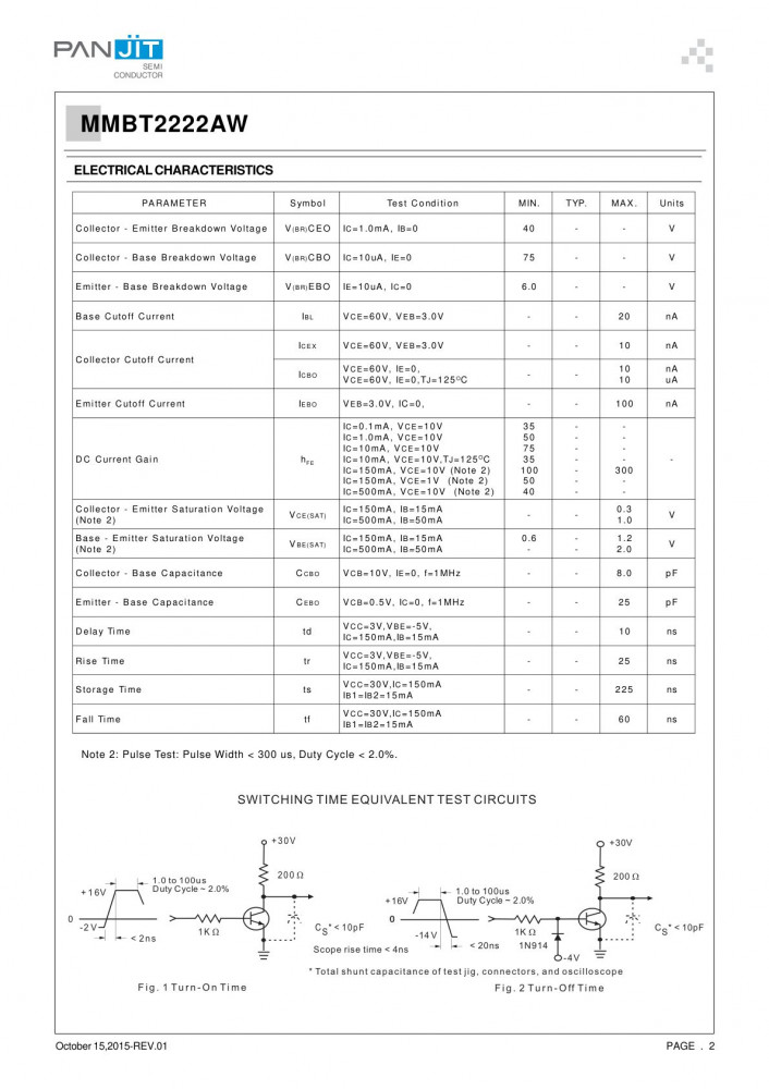 MMBT2222AW datasheet page 2