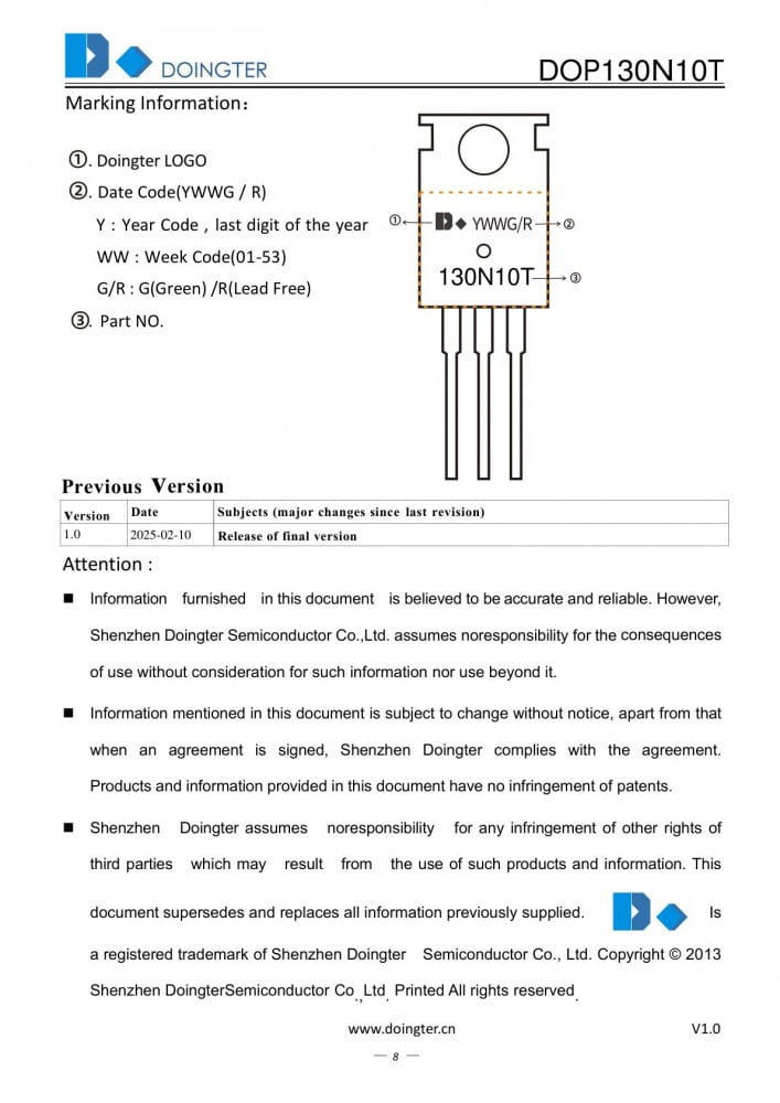 DOP130N10T datasheet page 8