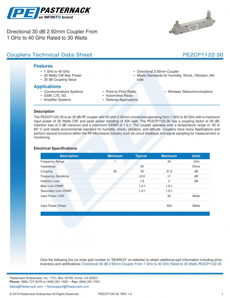 PE2CP1122-30 datasheet page 1