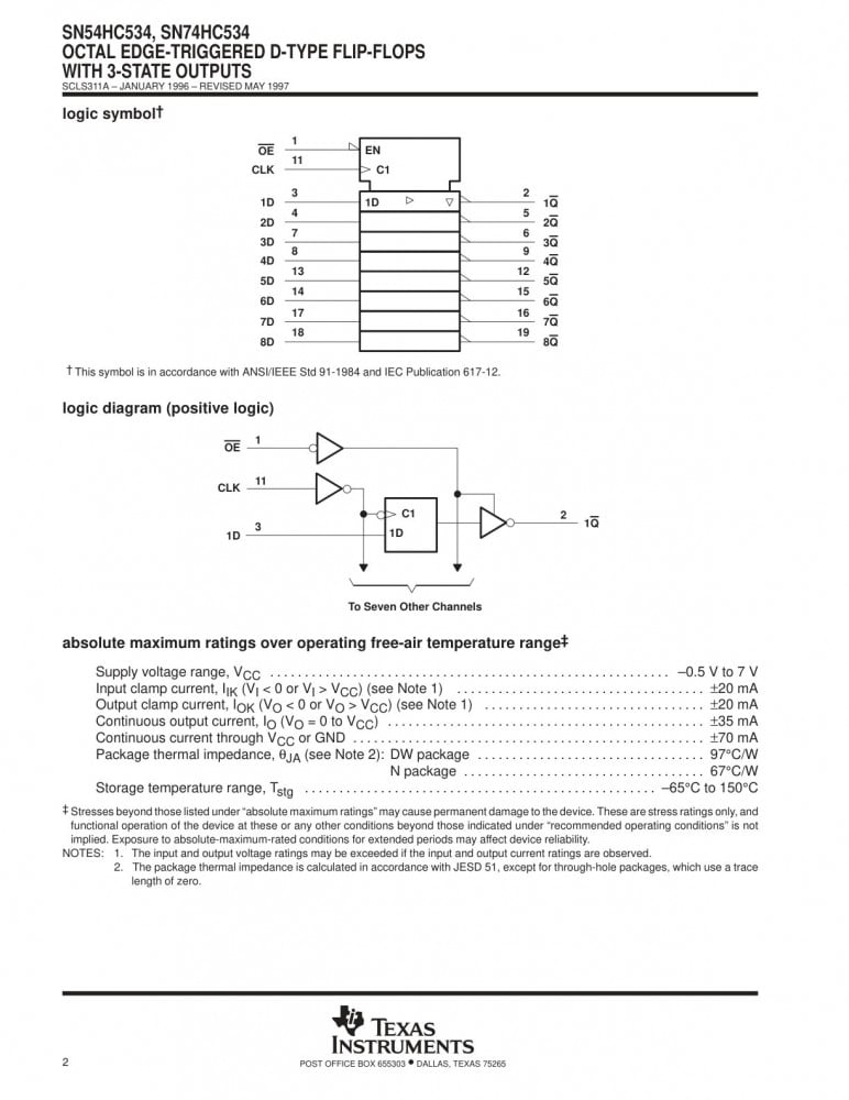SN74HC534 technical document page 2
