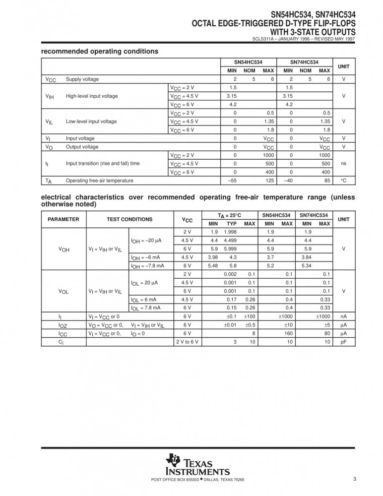 SN74HC534 technical document page 3