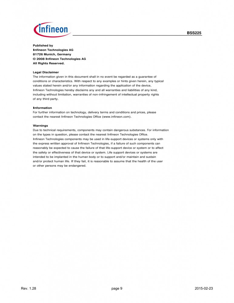 BSS225H6327 technical document page 9