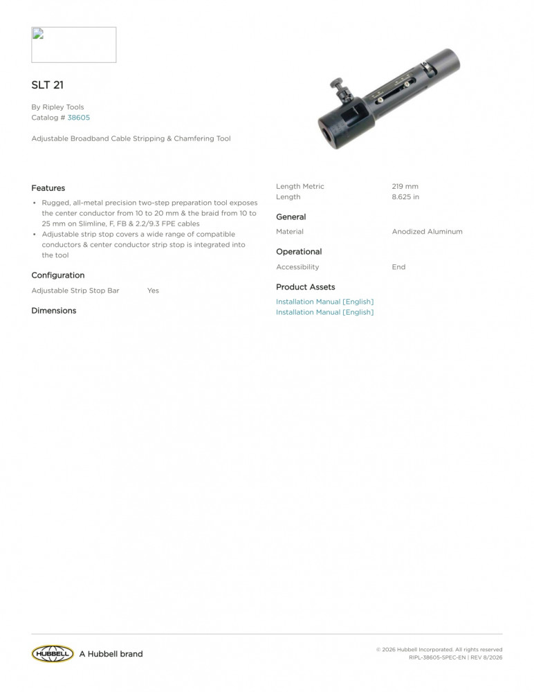Installation manual page preview for Burndy catalog 38605 SLT 21