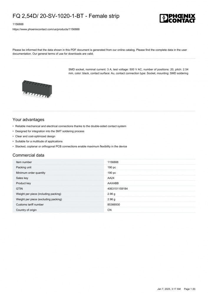 Phoenix Contact 1156888 technical document page 1