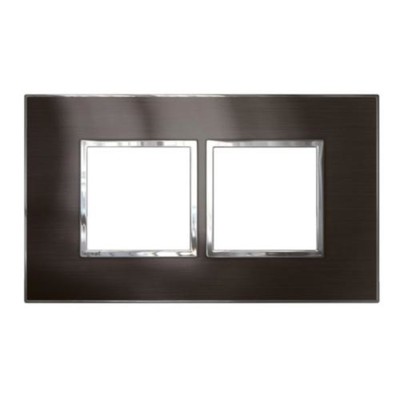 Arteor - British standard square plate 4 modules 2 gang - Brushed metal stainless steel - Black glossy finish - Flush-mounted for sale