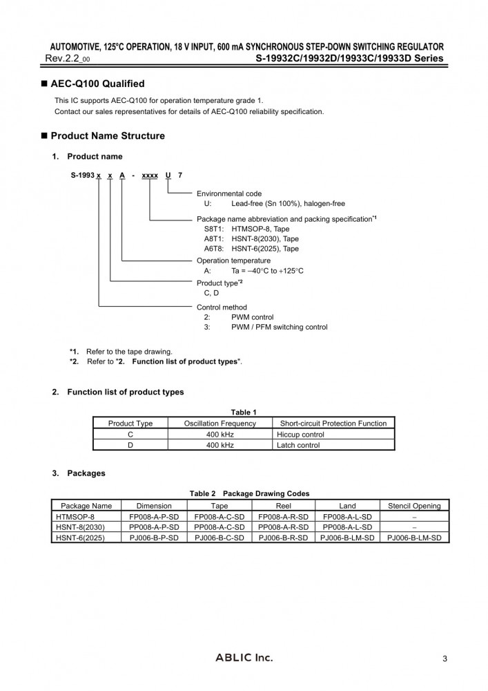 ABLIC S-19933DA-A6T8U7 technical document page 3