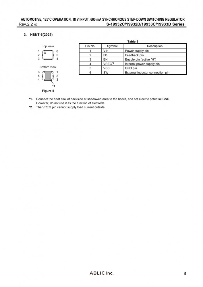 ABLIC S-19933DA-A6T8U7 technical document page 5