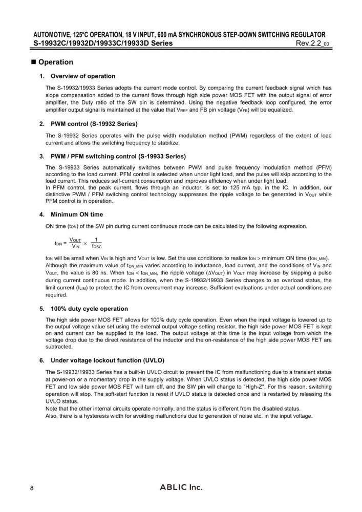 ABLIC S-19933DA-A6T8U7 technical document page 8