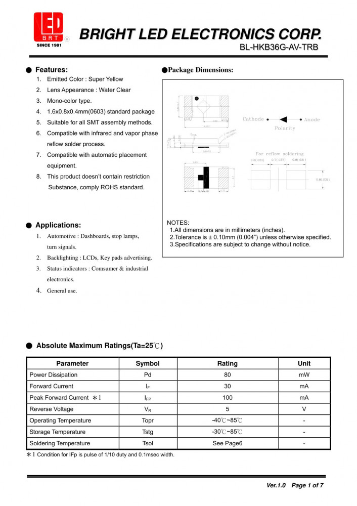 BL-HKB36G-AV-TRB datasheet page 1