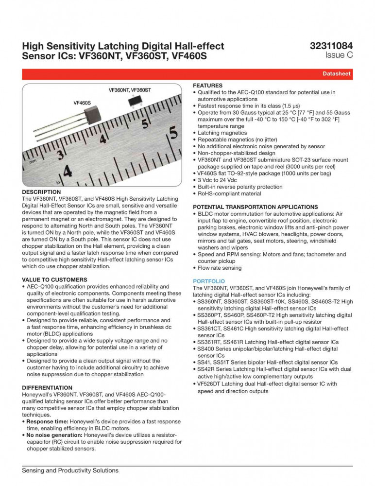 Honeywell VF360ST datasheet page 1