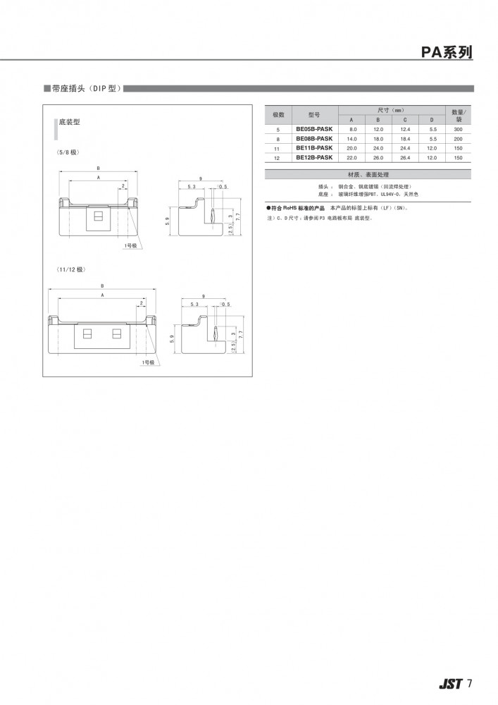 JST PA connector catalogue page 7