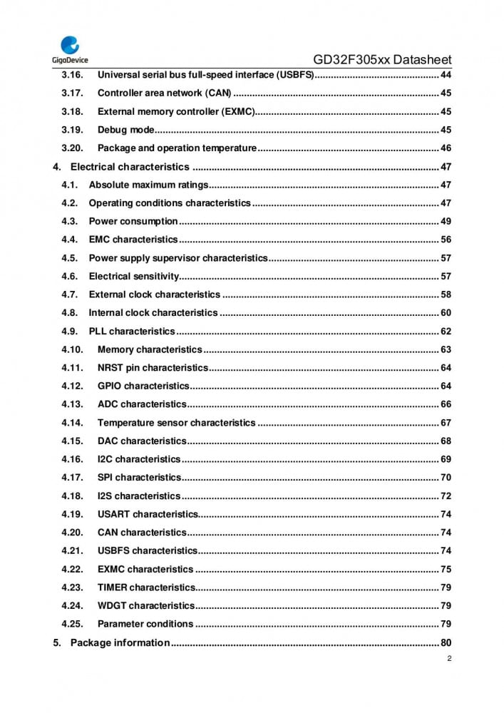 GD32F305xx datasheet page 3