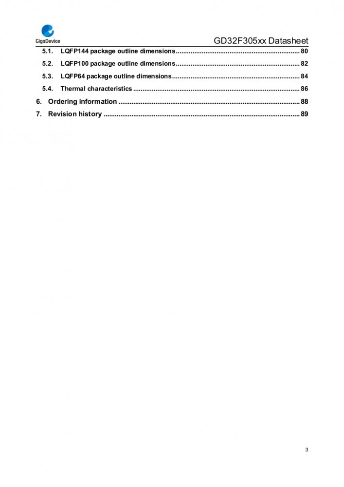 GD32F305xx datasheet page 4
