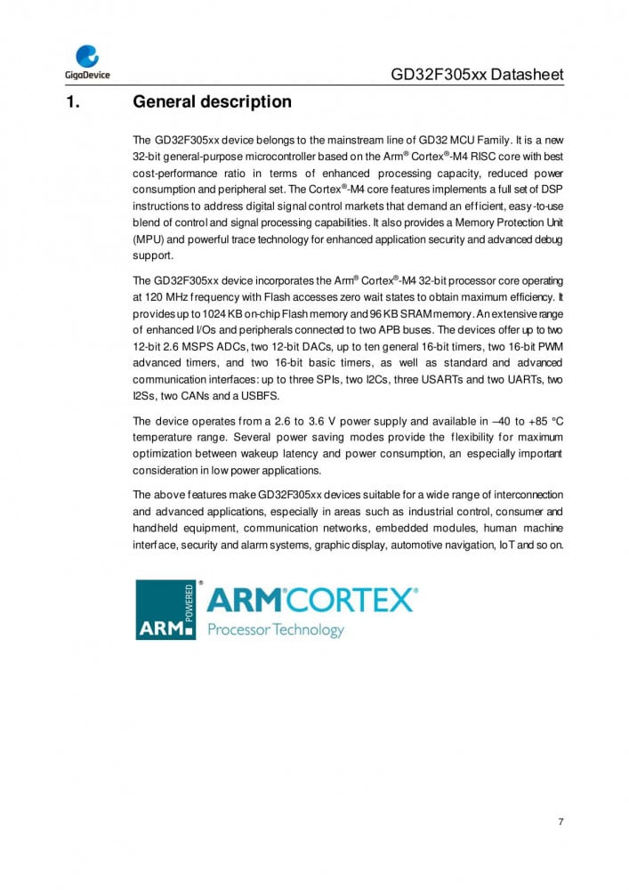 GD32F305xx datasheet page 8