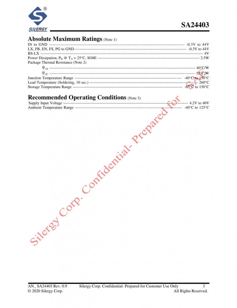 SA24403FCA datasheet page 3