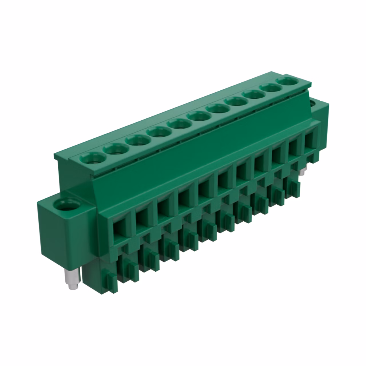 3.81mm Pitch Eurostyle Vertical Plug, with Retention Screws and Reverse Imprinting, Front Wire Entry, Green Housing, Gold (Au) Plated, 11 Circuits for sale