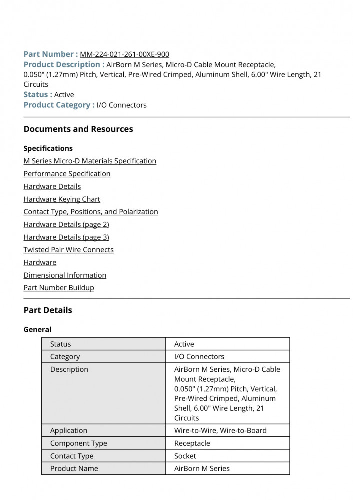 Technical document page 1 for MM-224-021-261-00XE-900