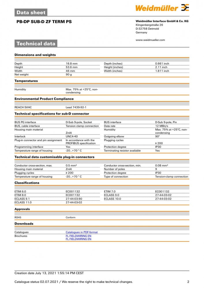 WEIDMULLER 1161880000 documentation page 2