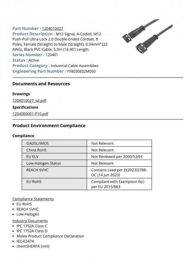 Product specification document page 1