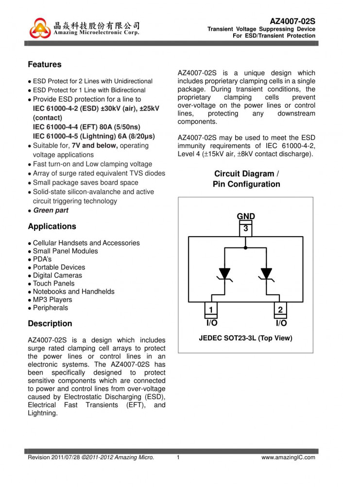 AZ4007-02S datasheet page 1