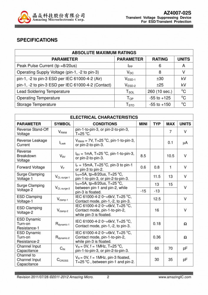 AZ4007-02S datasheet page 2