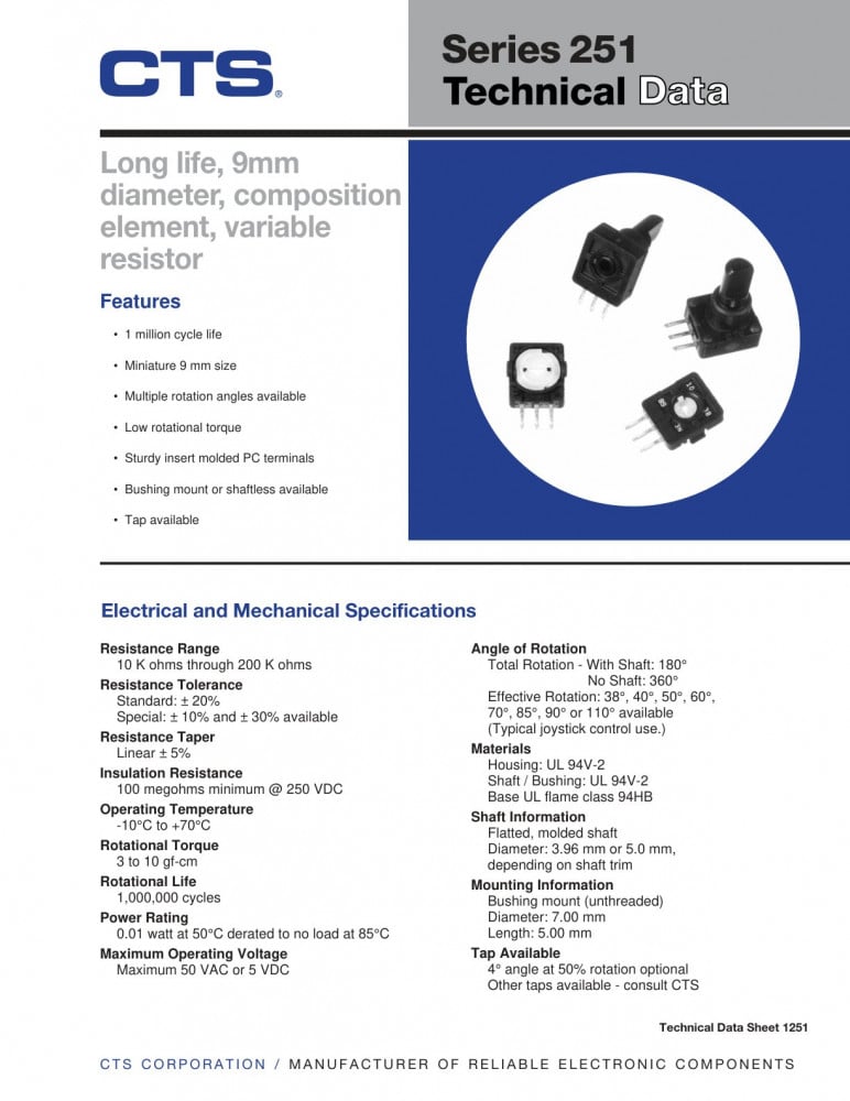 CTS Series 251 technical document page 1