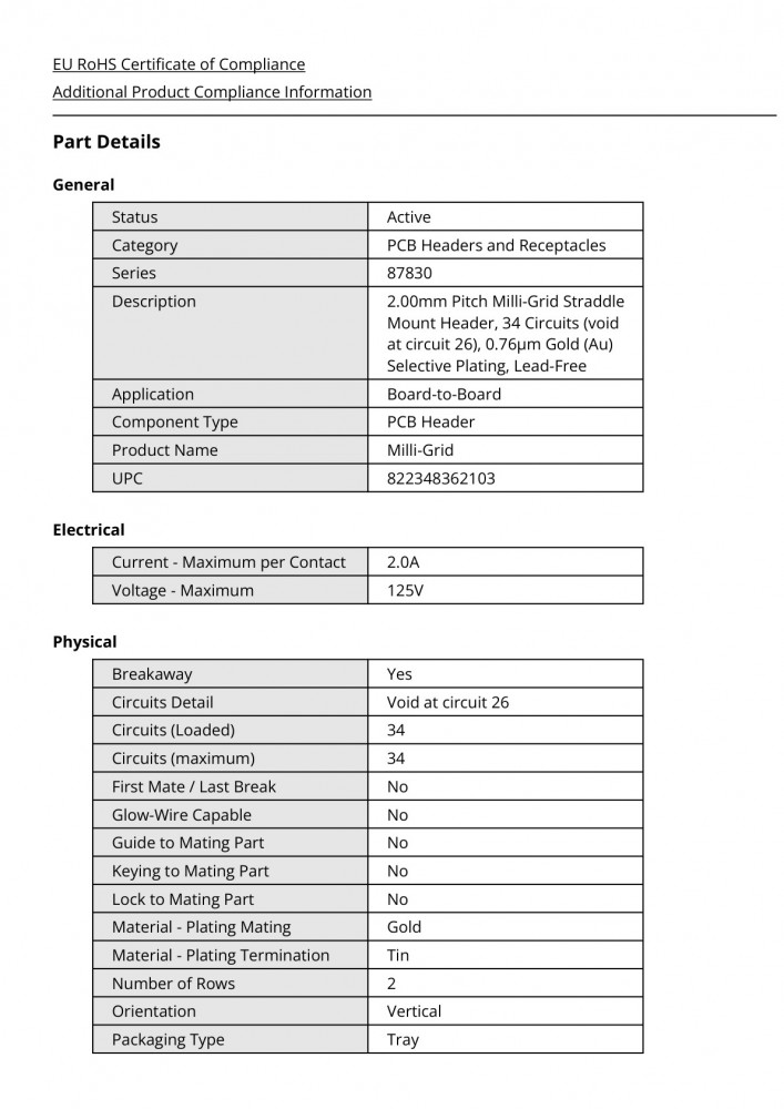 MOLEX 878303412 technical document preview, page 2