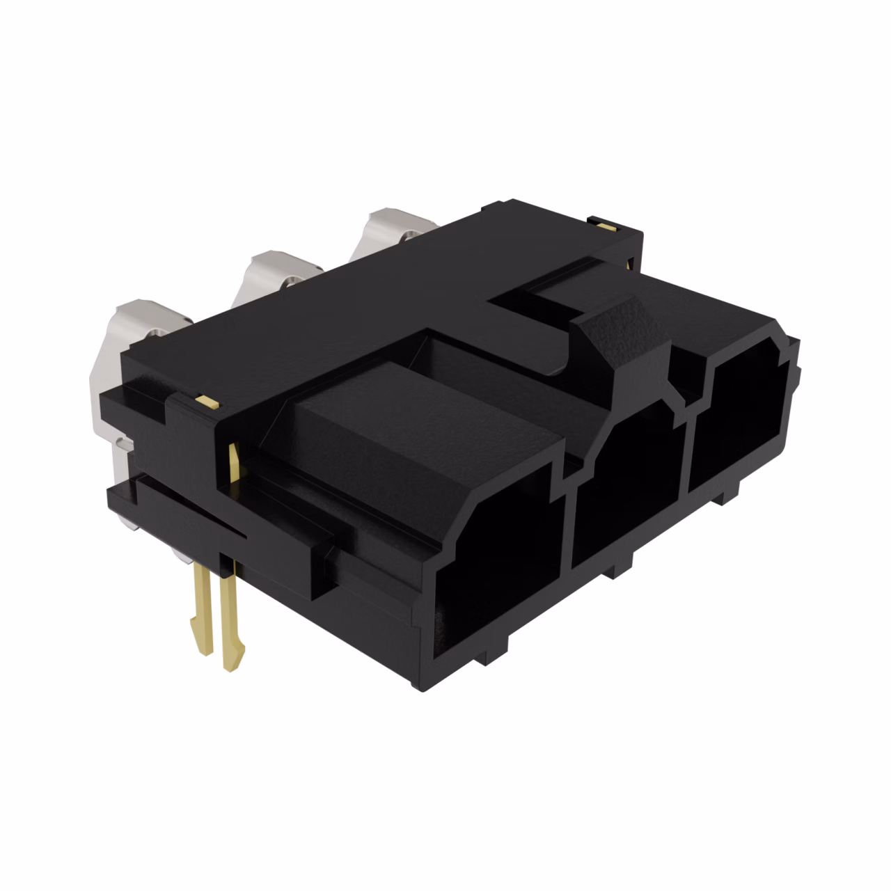 Mini-Fit Sr. Right-Angle Header, 10.00mm Pitch, Single Row, 3 Circuits, 5.10mm Tail Length, for 2.36mm PCB, Silver (Ag) Plating, with Clip for sale