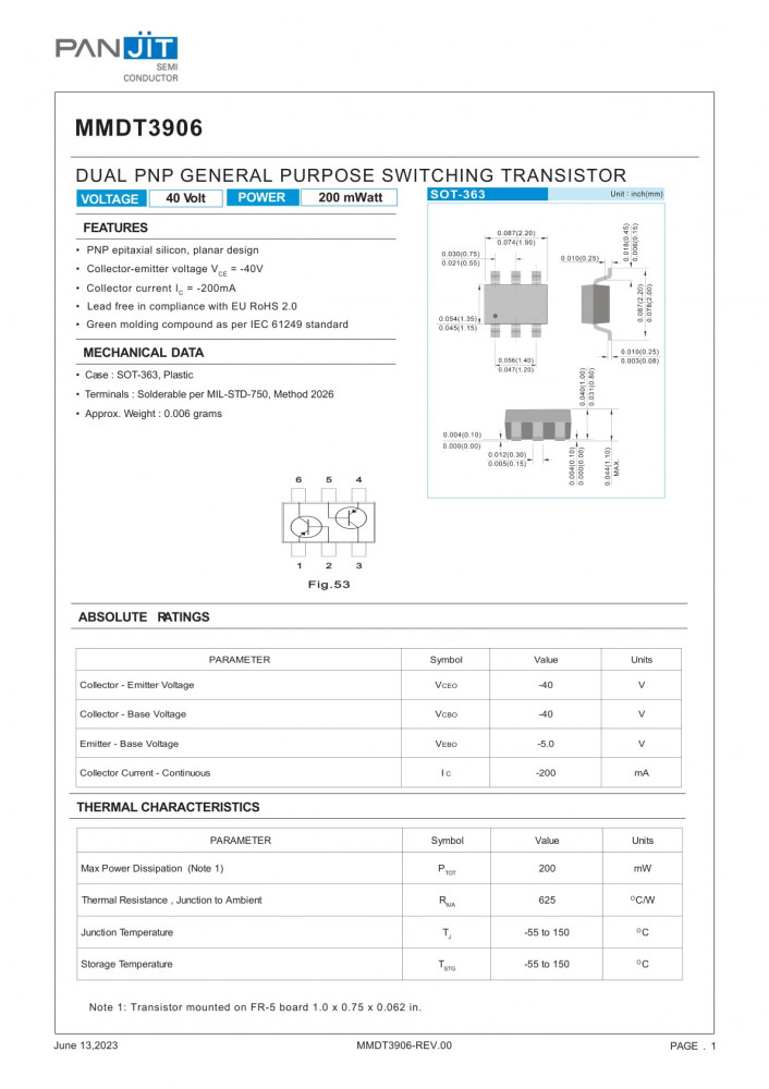 MMDT3906 datasheet page 1