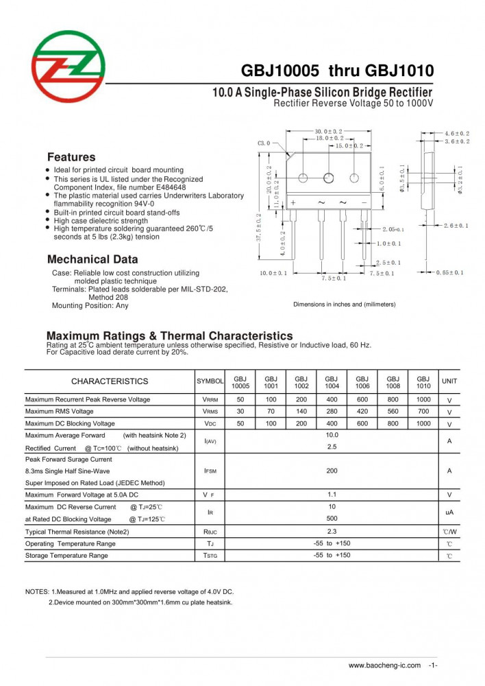 GBJ1010 datasheet page 1