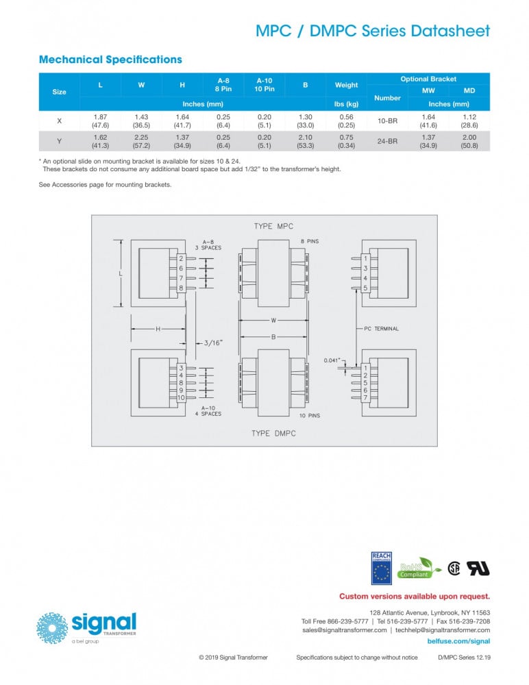 MPC and DMPC series transformer datasheet page 3