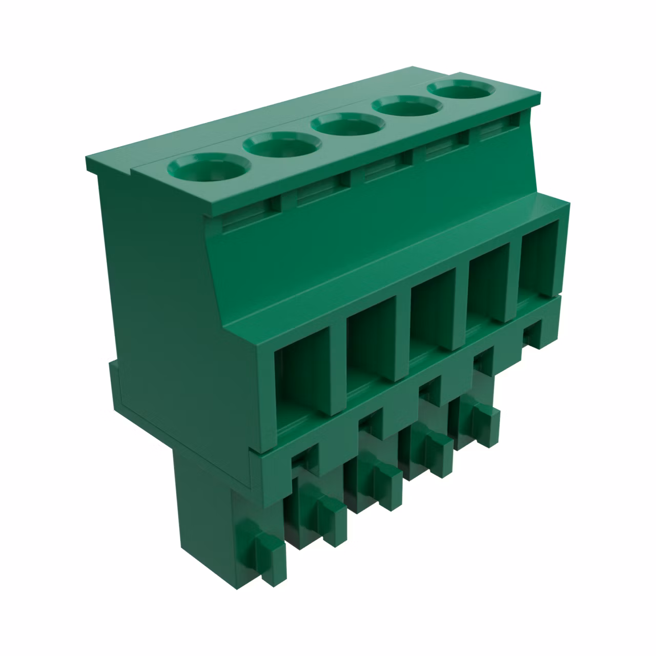 3.81mm Pitch Eurostyle Vertical Plug, with Standard Imprinting, Front Wire Entry, Green Housing, Gold (Au) Plated, 5 Circuits for sale