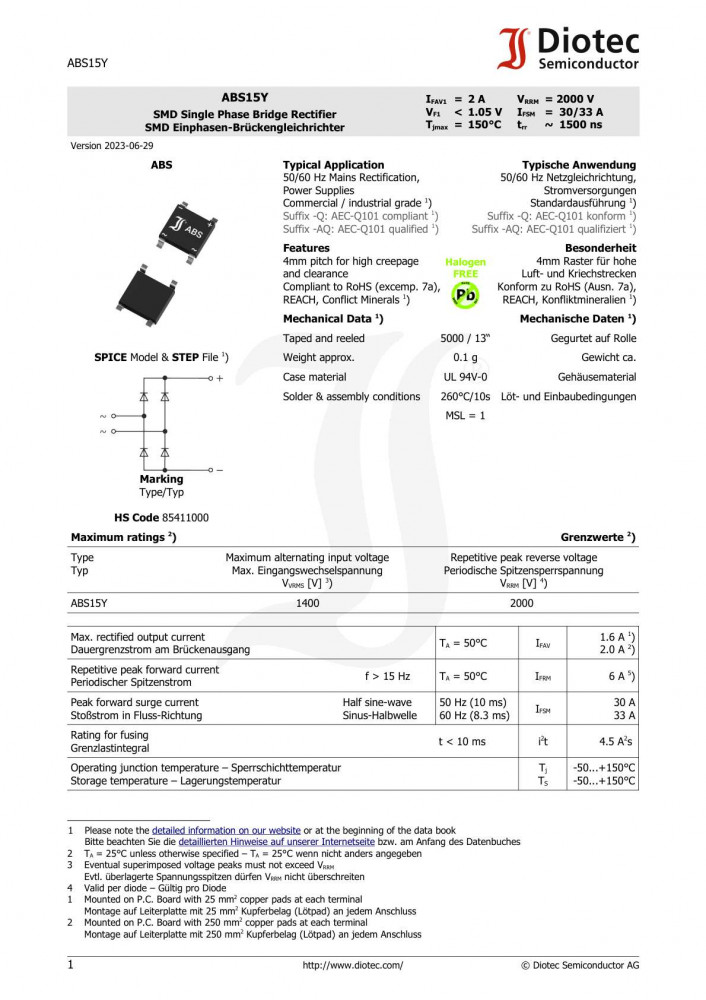 ABS15Y datasheet page 1