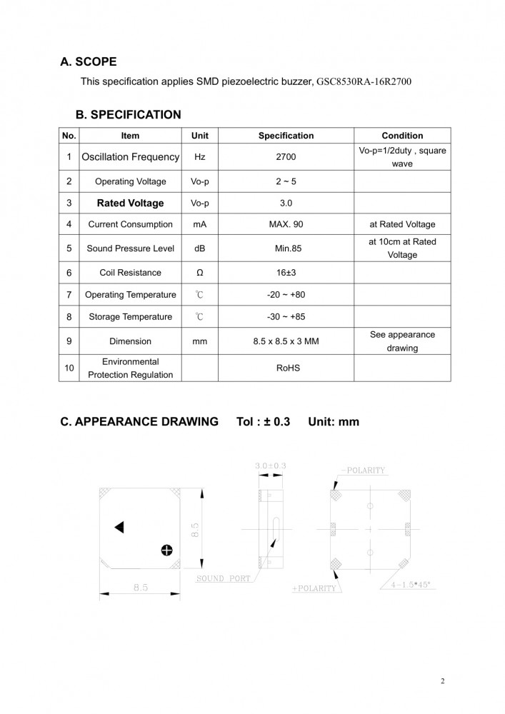 GSC8530RA-16R2700 specification page 2