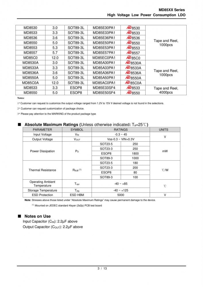 MD85XX datasheet page 3