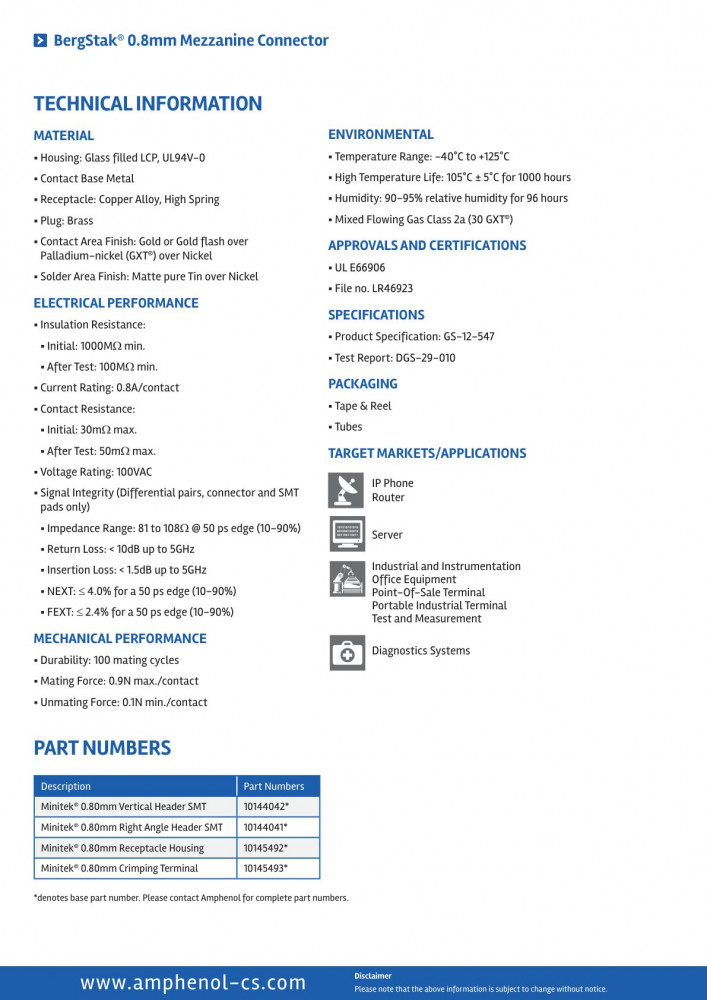 Amphenol BergStak technical document page 2