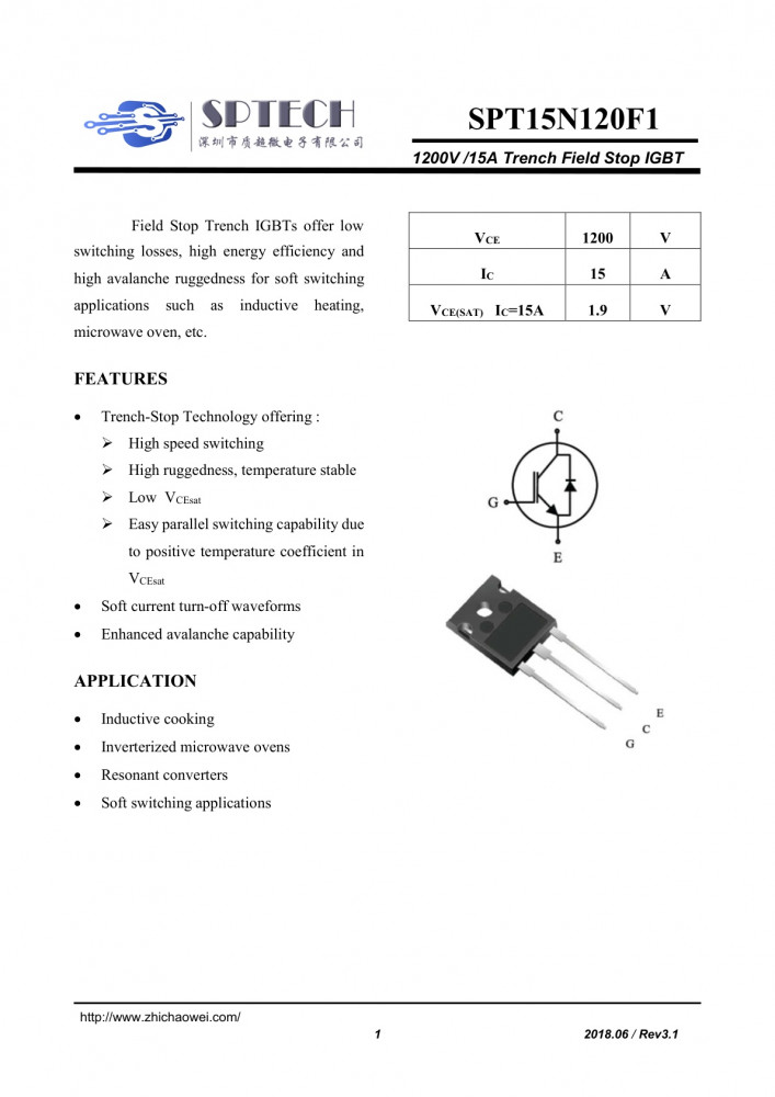 SPT15N120F1 datasheet page 1