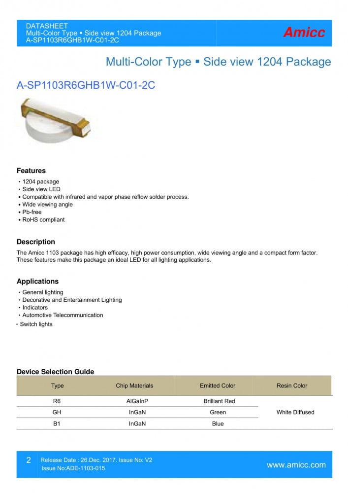 A-SP1103R6GHB1W-C01-2C approval sheet page 2