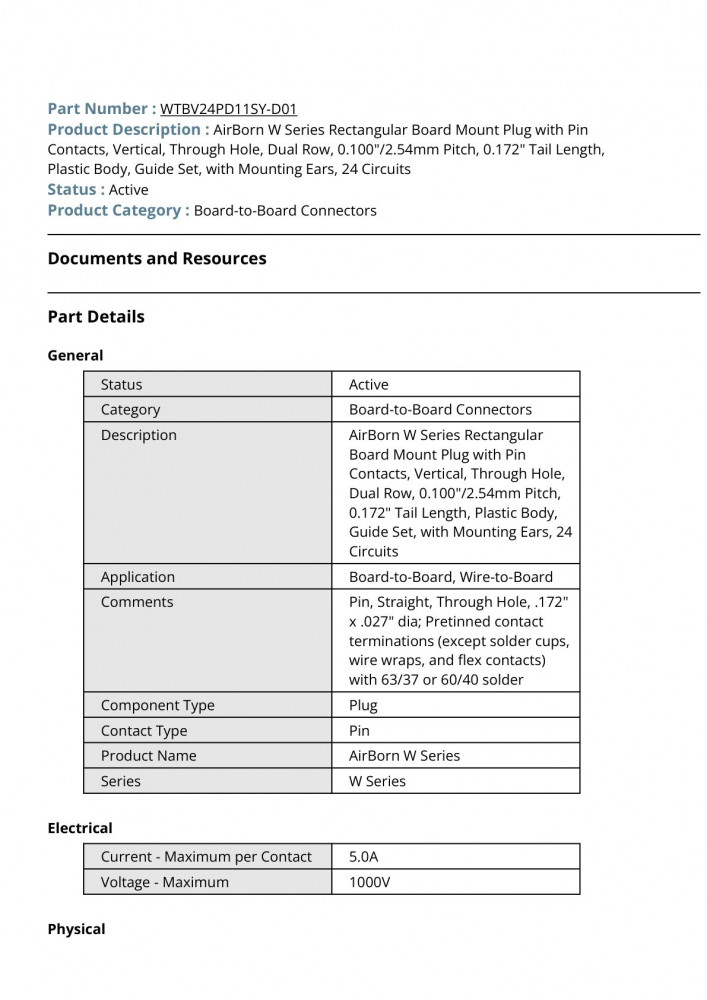 WTBV24PD11SY-D01 technical document page 1