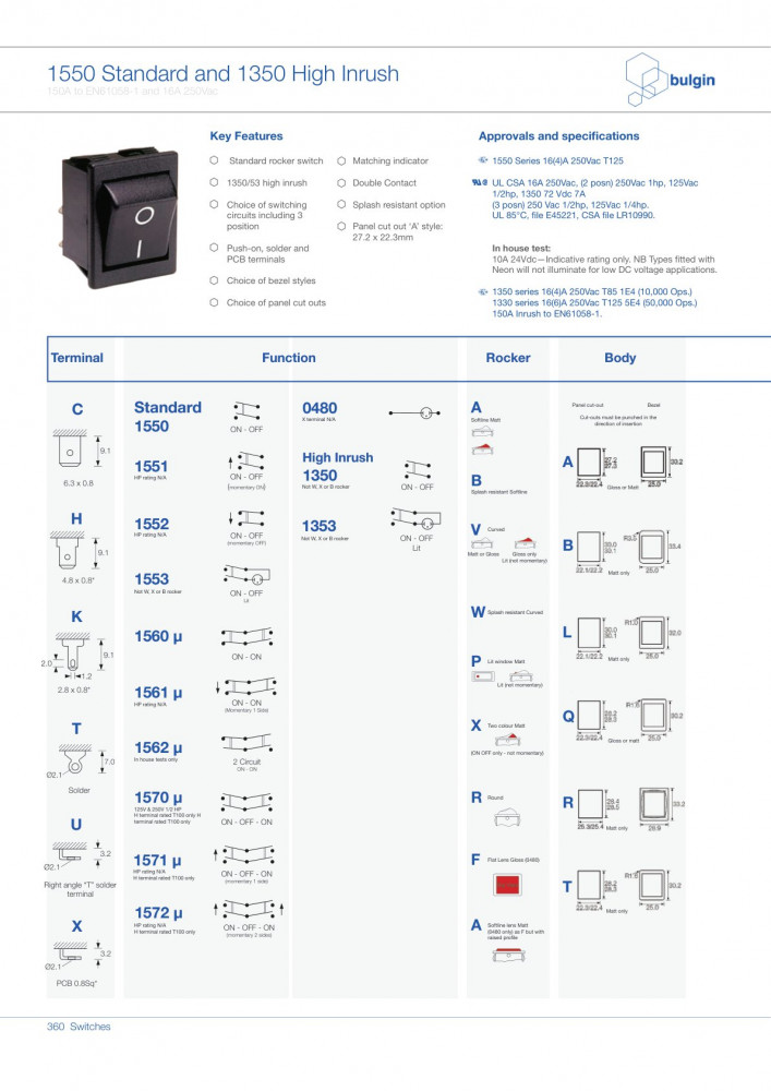 Bulgin switch catalogue page 1