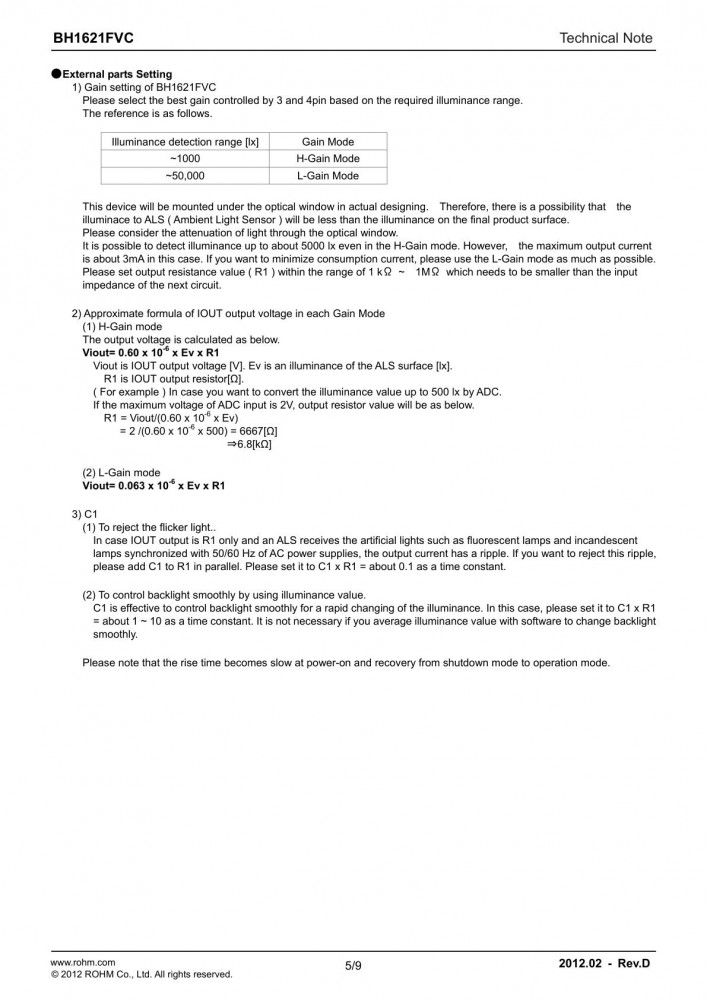 BH1621FVC-TR technical document page 5